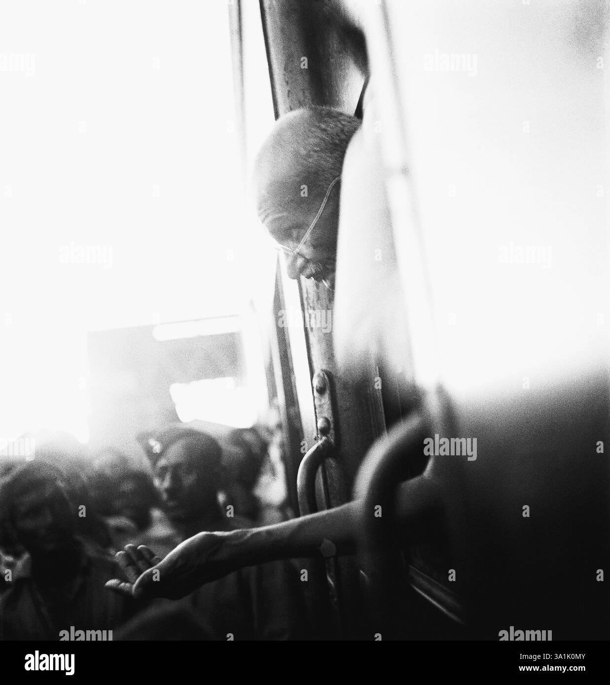 Mahatma Gandhi, collecting donations for Harijan Fund from train, 1945 ...
