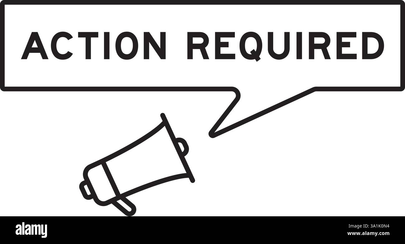 Megaphone icon with speech bubble in word action required on white background Stock Vector Image ...
