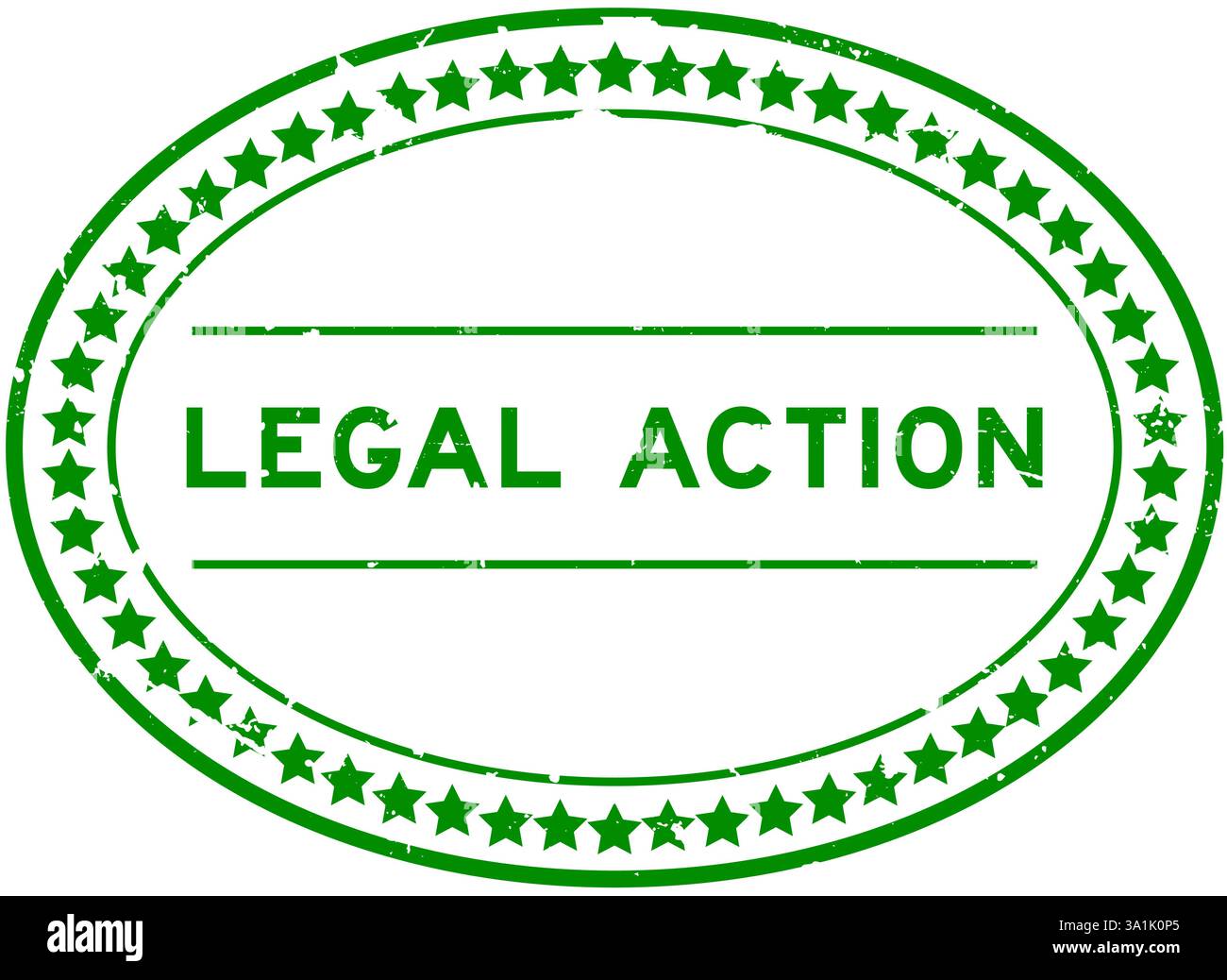 Grunge green legal action word oval rubber seal stamp on white ...
