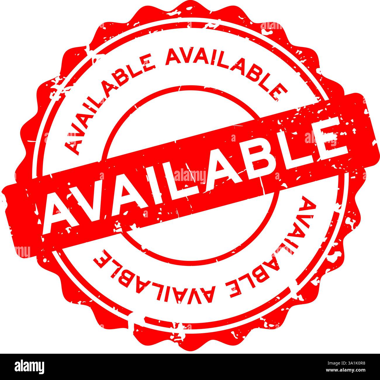 Grunge red available word round seal stamp on white background Stock ...