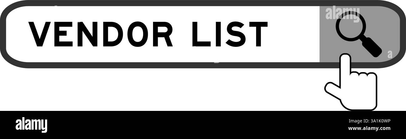 Search banner in word vendor list with hand over magnifier icon on ...