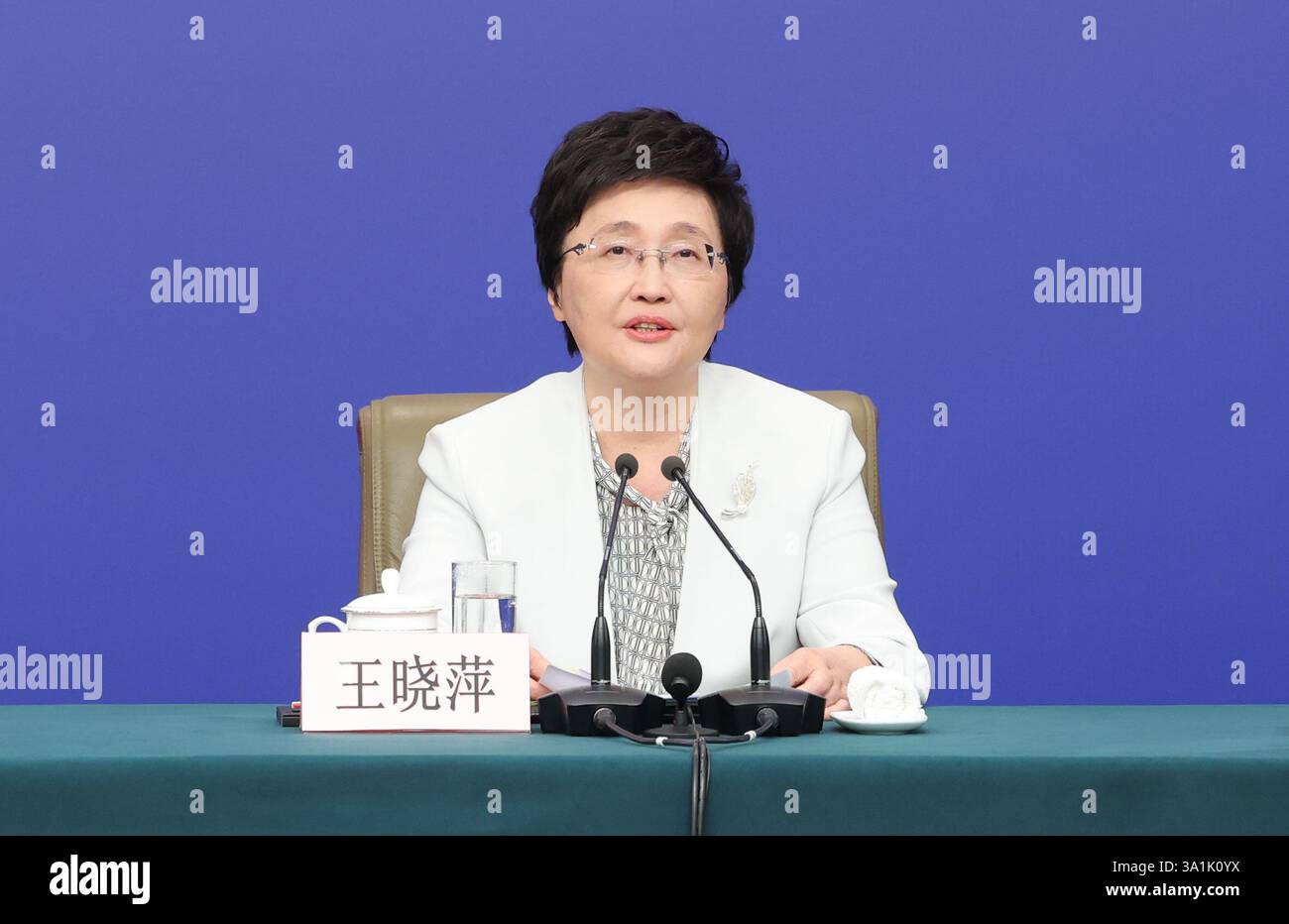 Beijing, China. 9th Mar, 2025. China's Minister of Human Resources and Social Security Wang ...