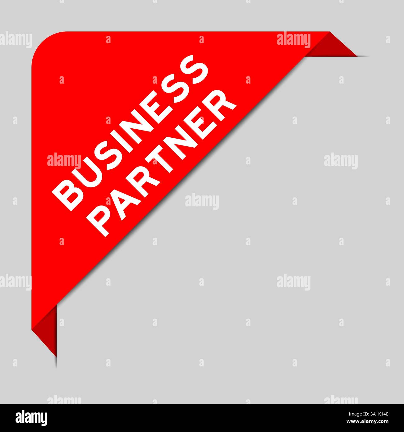 Red color of corner label banner with word business partner on gray ...