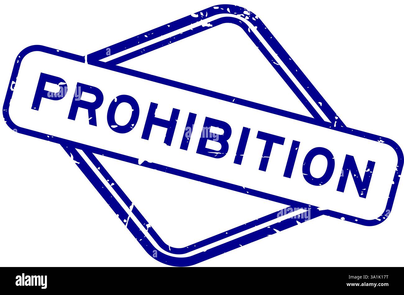Grunge blue prohibition word rubber seal stamp on white background ...