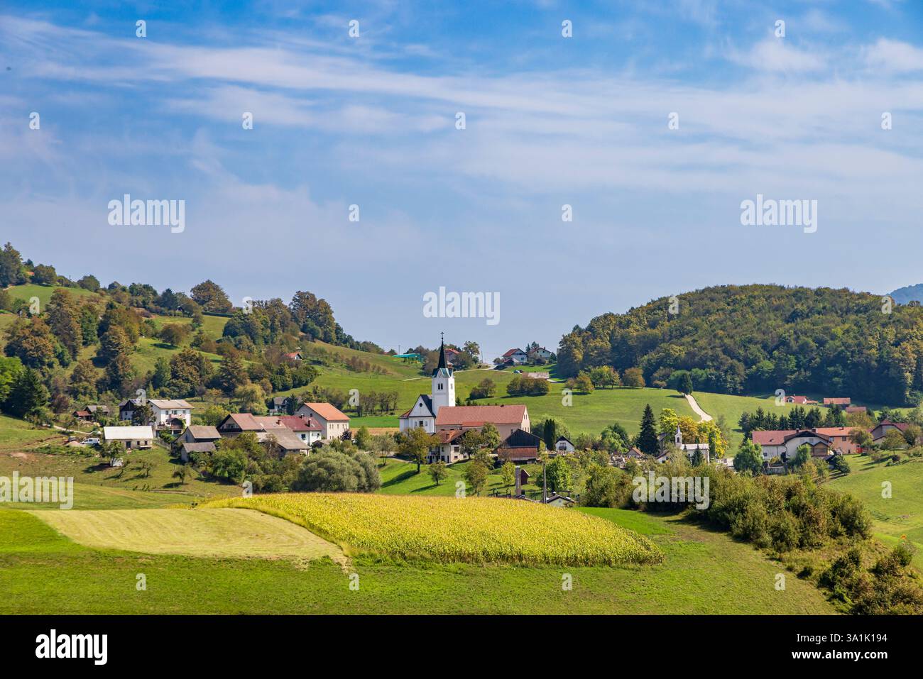 Rolling landscape in the surroundings of Krsko and Sava river Lower ...