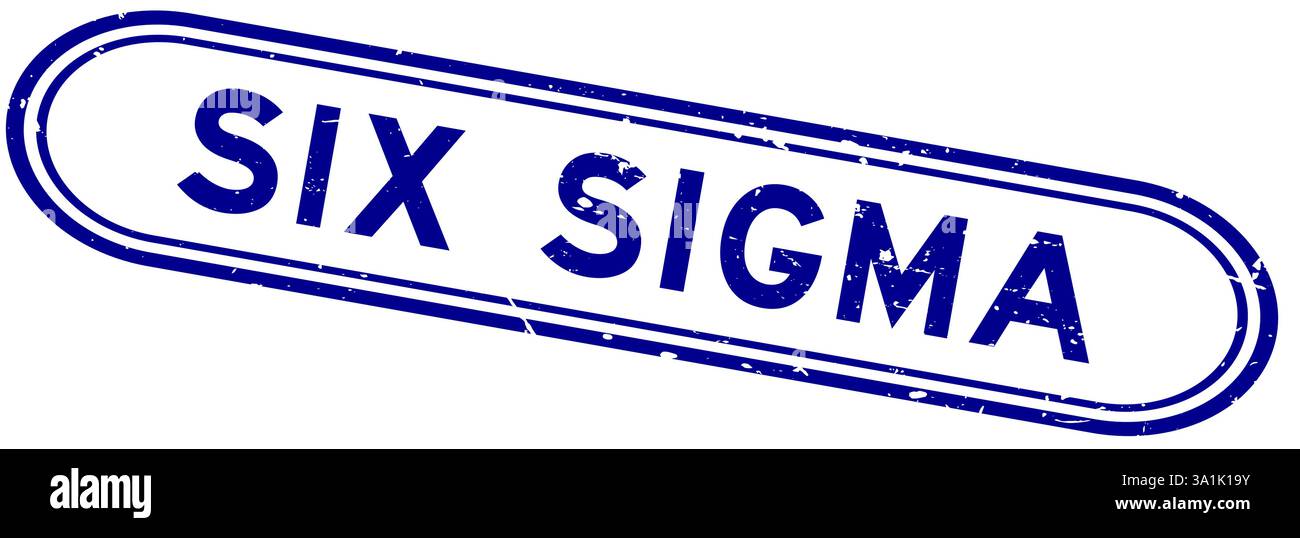Grunge blue six sigma word rubber seal stamp on white background Stock ...