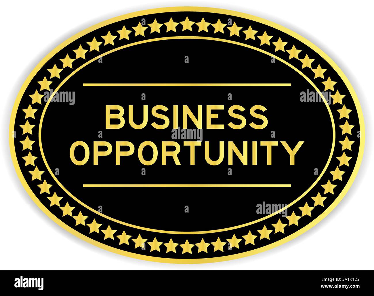 Black and gold color oval label sticker with word business opportunity ...
