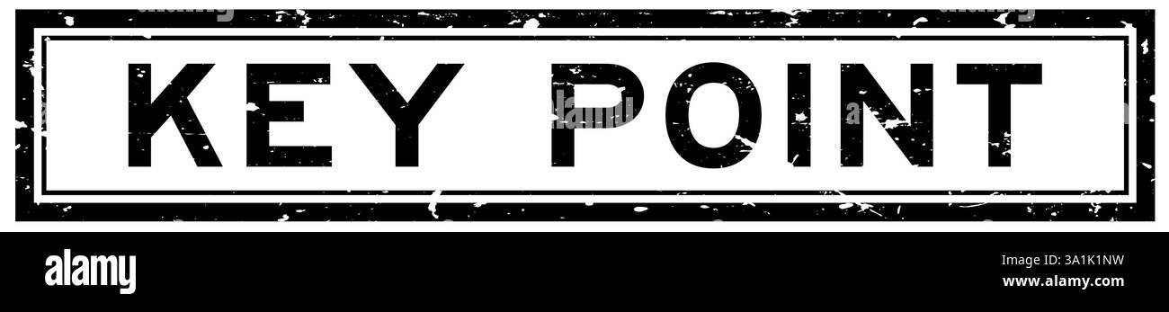 Grunge black key point word square rubber seal stamp on white ...