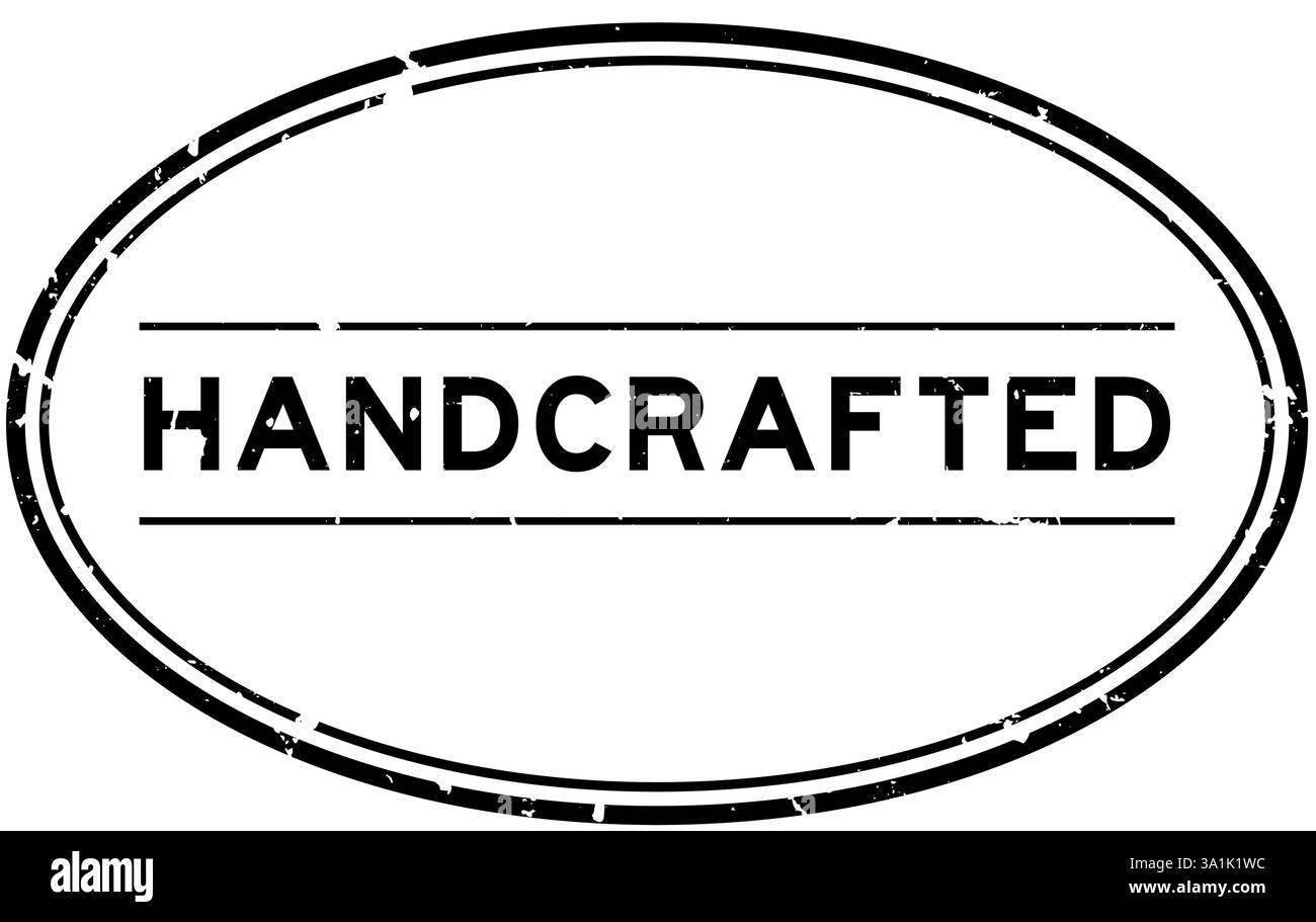 Grunge black handcrafted word oval rubber seal stamp on white ...