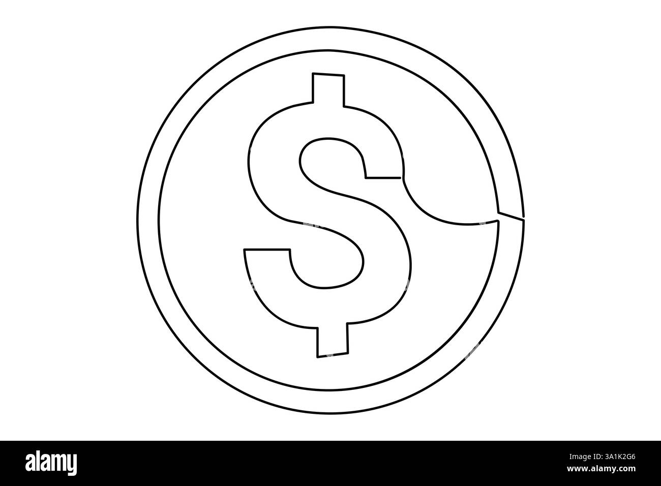 Continuous one line drawing of dollar sign Minimalism design outline ...