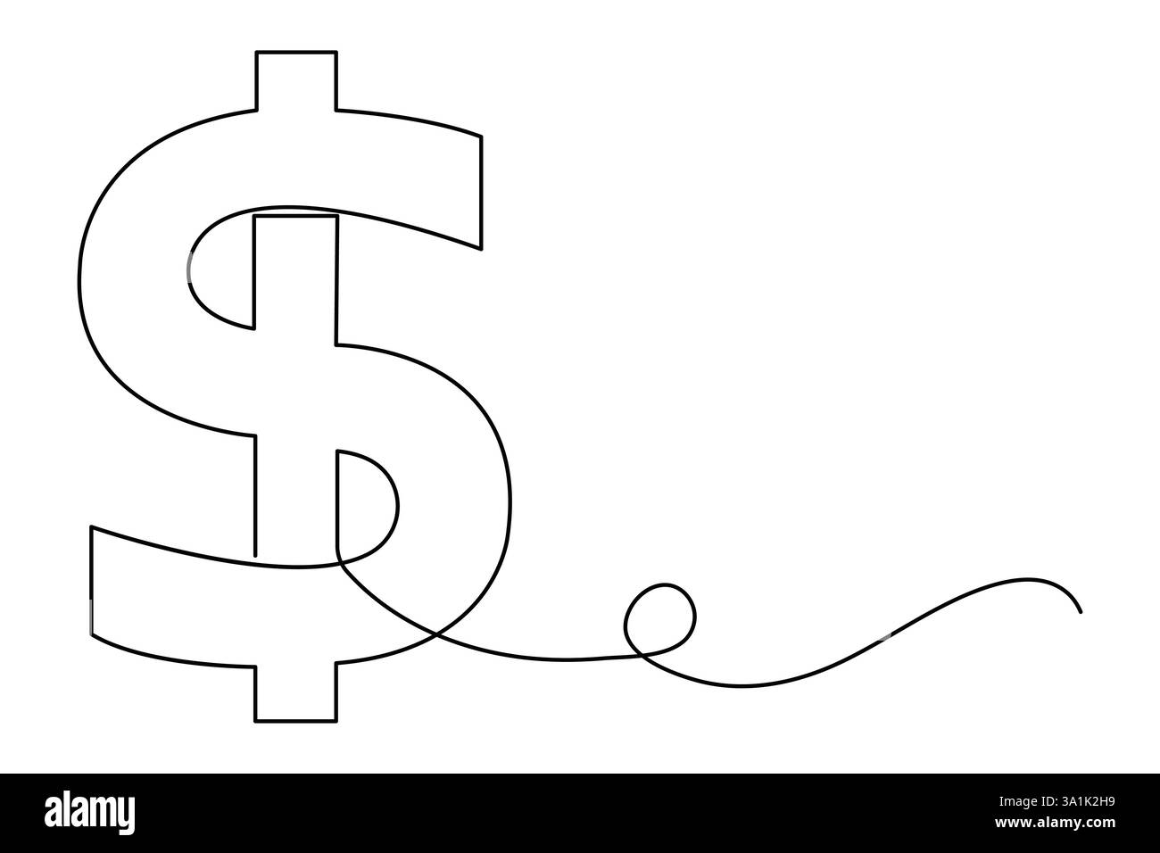Continuous one line drawing of dollar sign Minimalism design outline ...