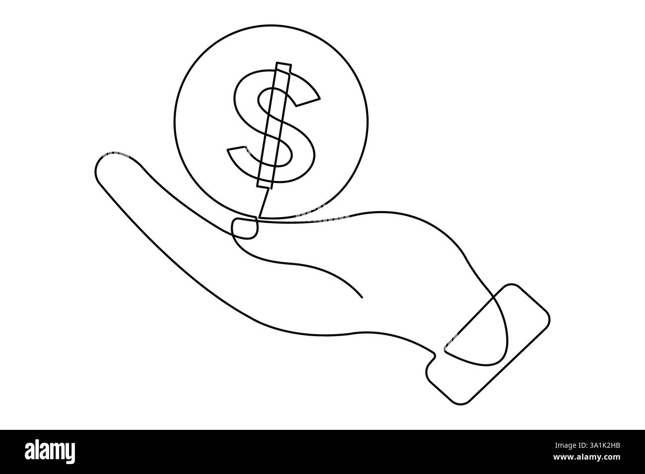 Continuous one line drawing of dollar sign Minimalism design outline ...