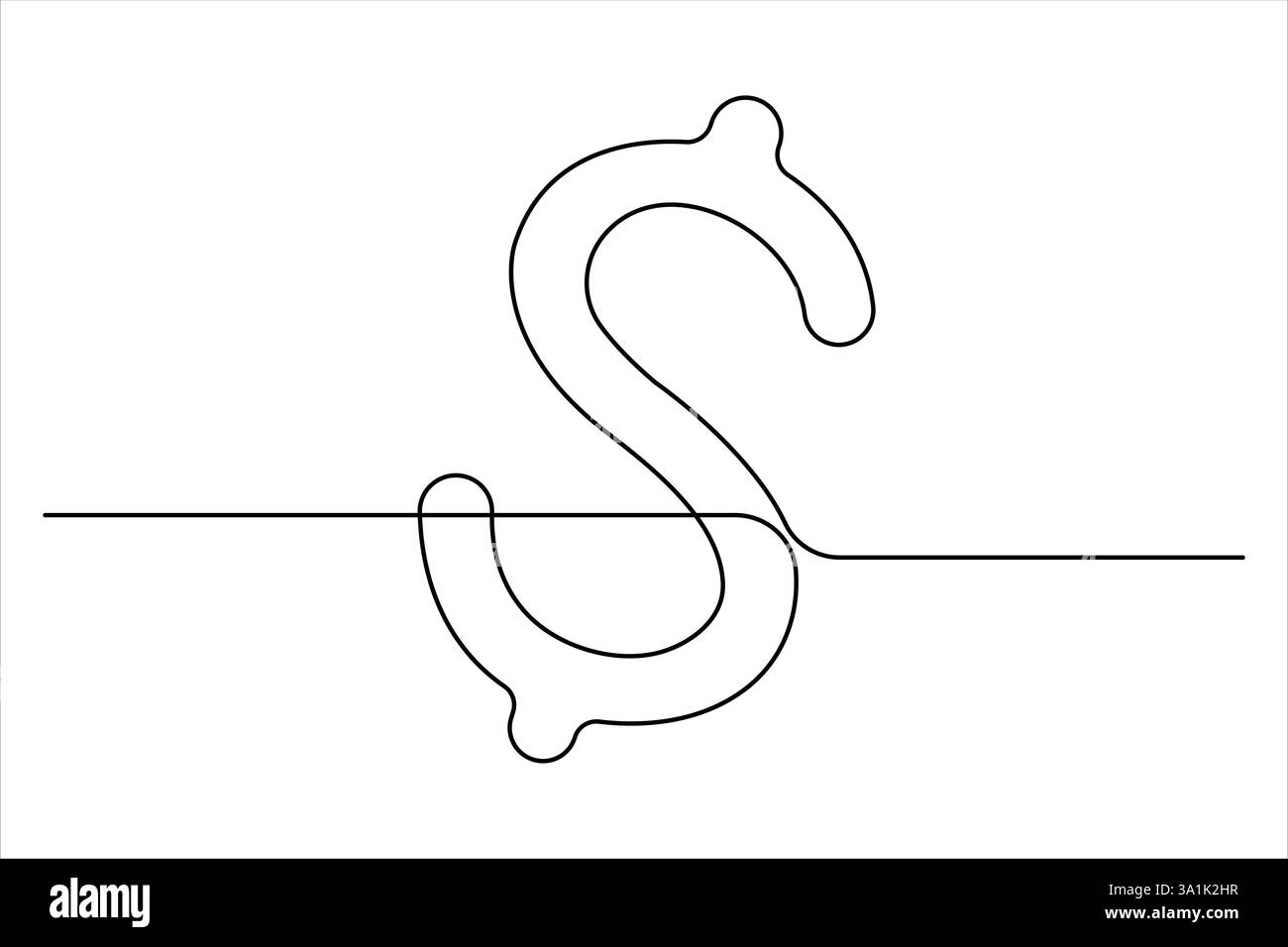Continuous one line drawing of dollar sign Minimalism design outline ...