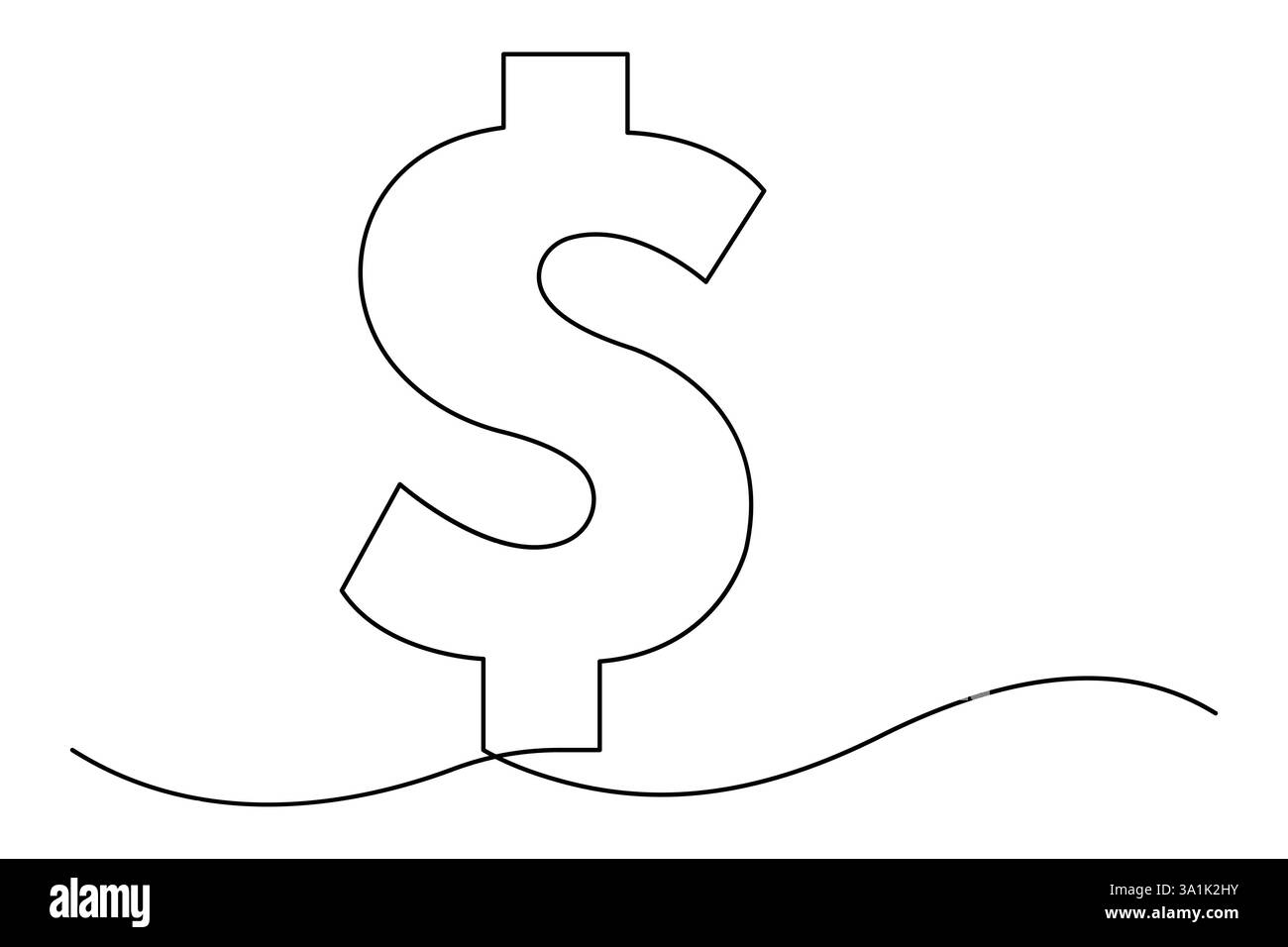 Continuous one line drawing of dollar sign Minimalism design outline ...