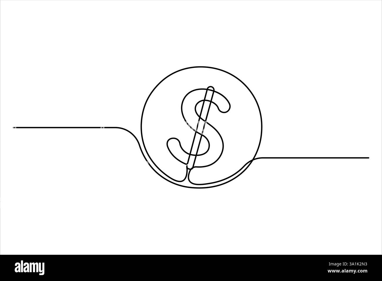 Continuous one line drawing of dollar sign Minimalism design outline ...