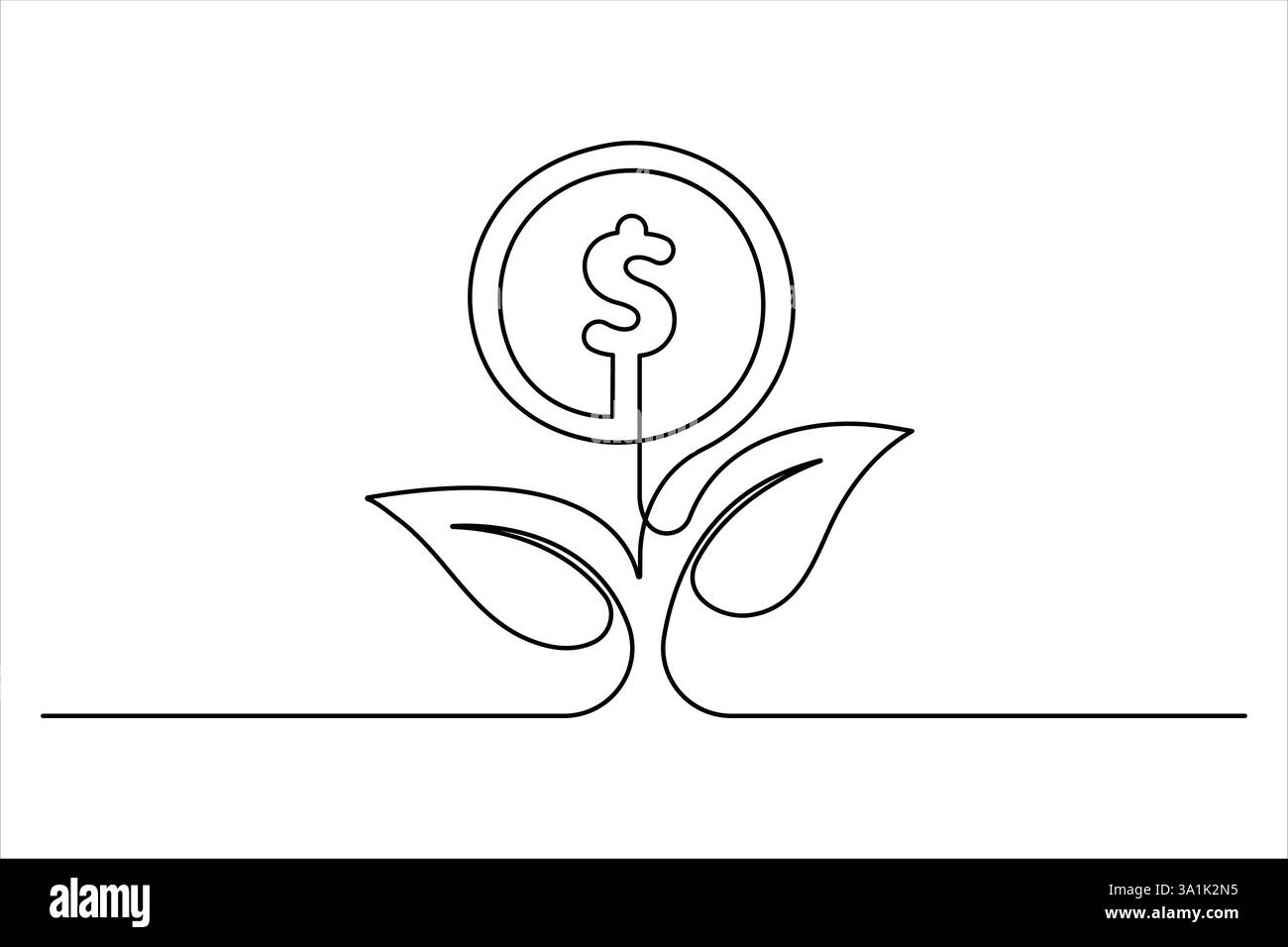 Continuous one line drawing of dollar sign Minimalism design outline ...