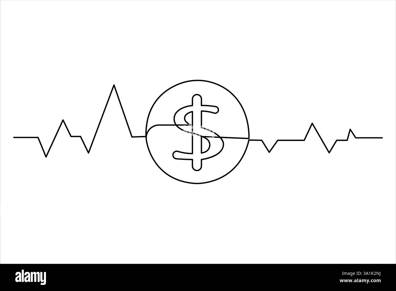 Continuous one line drawing of dollar sign Minimalism design outline ...