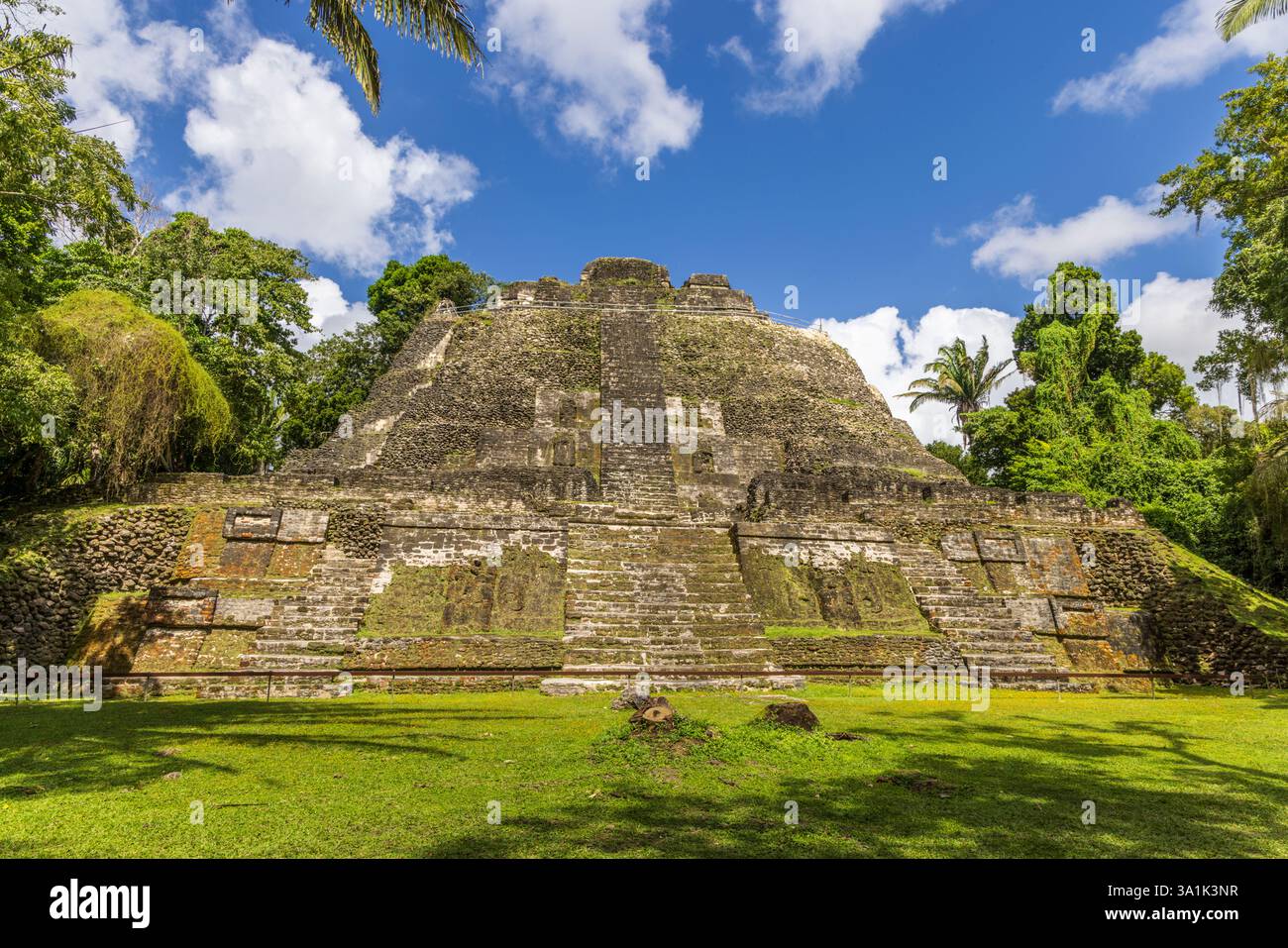 The High Temple at Lamanai Mayan Archaeological site, Belize, Central ...