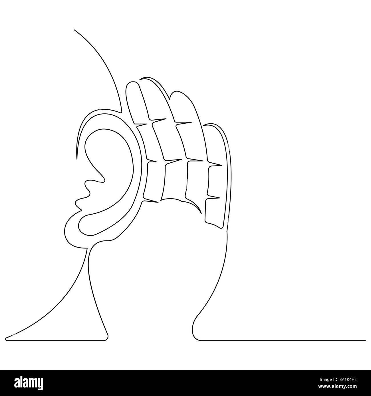 Continuous single line art drawing of human ear outline vector ...