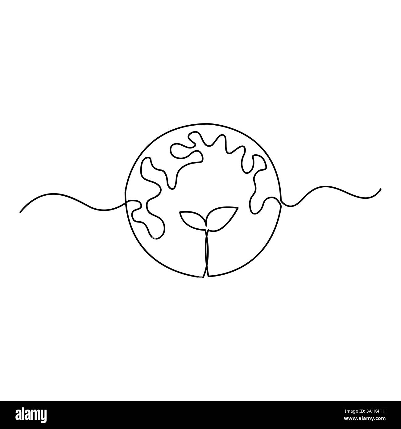 Continuous single line art drawing earth globe inside lightbulb in ...