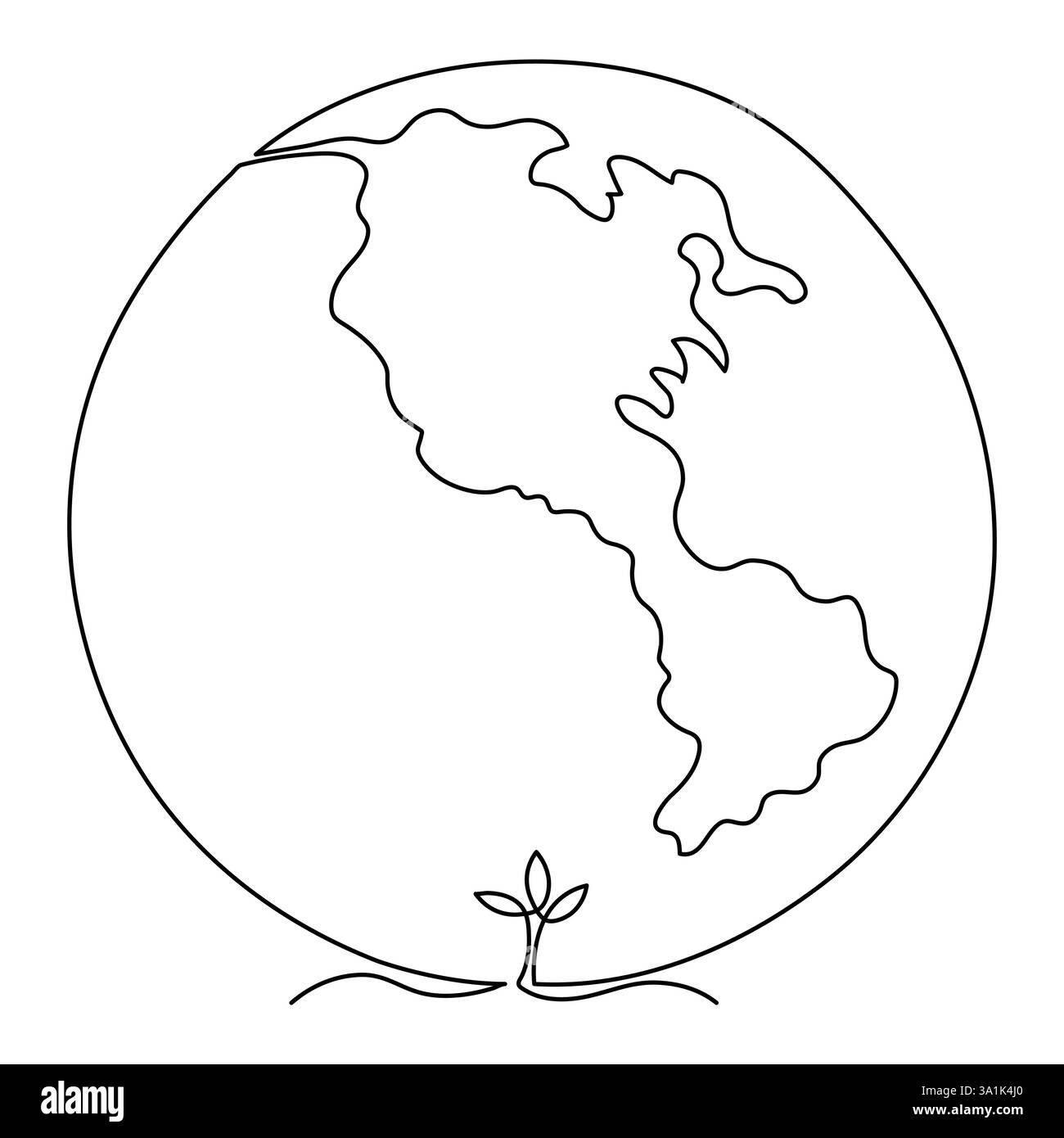Continuous single line art drawing earth globe inside lightbulb in ...