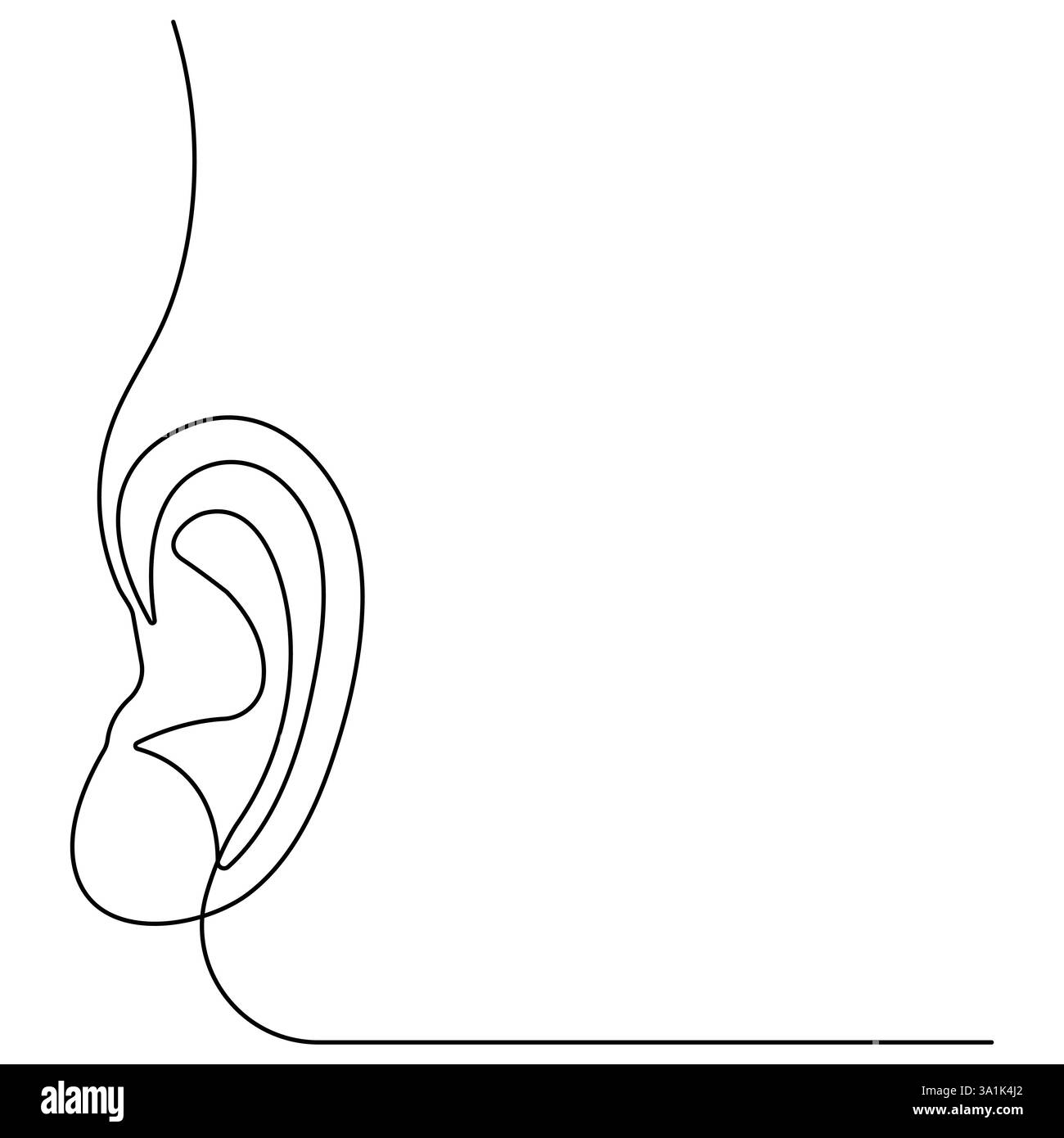 Continuous single line art drawing of human ear outline vector ...