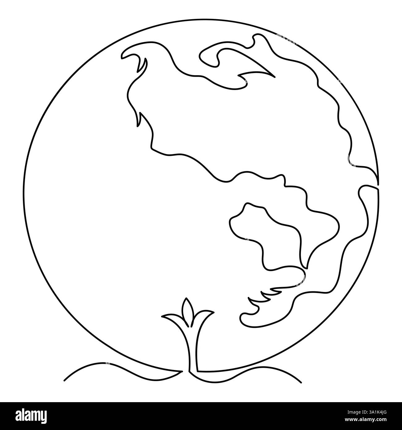 Continuous single line art drawing earth globe inside lightbulb in ...