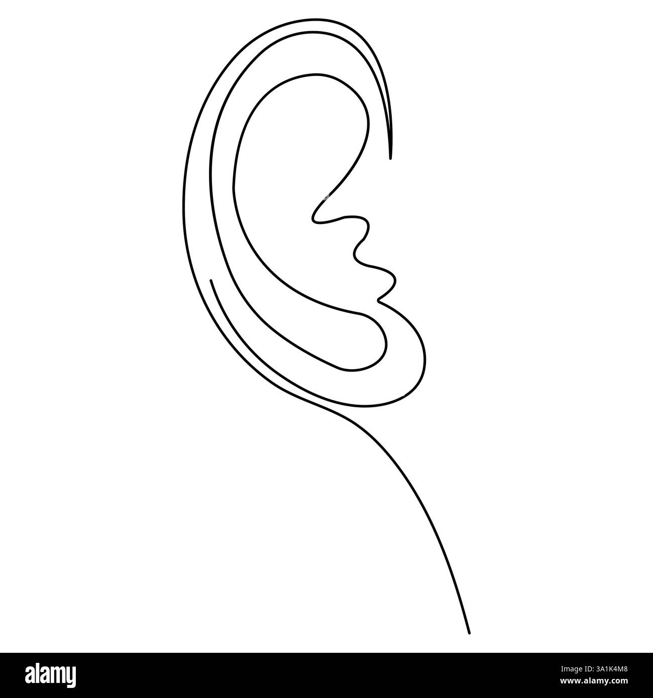 Continuous single line art drawing of human ear outline vector illustration Stock Vector Image ...
