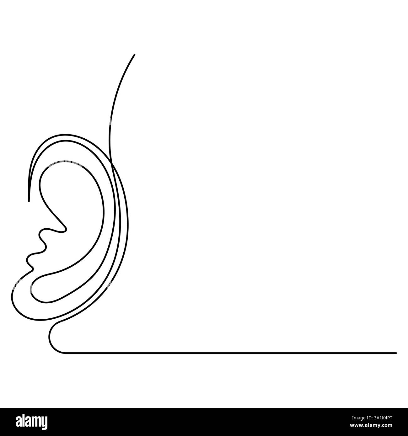 Continuous single line art drawing of human ear outline vector illustration Stock Vector Image ...