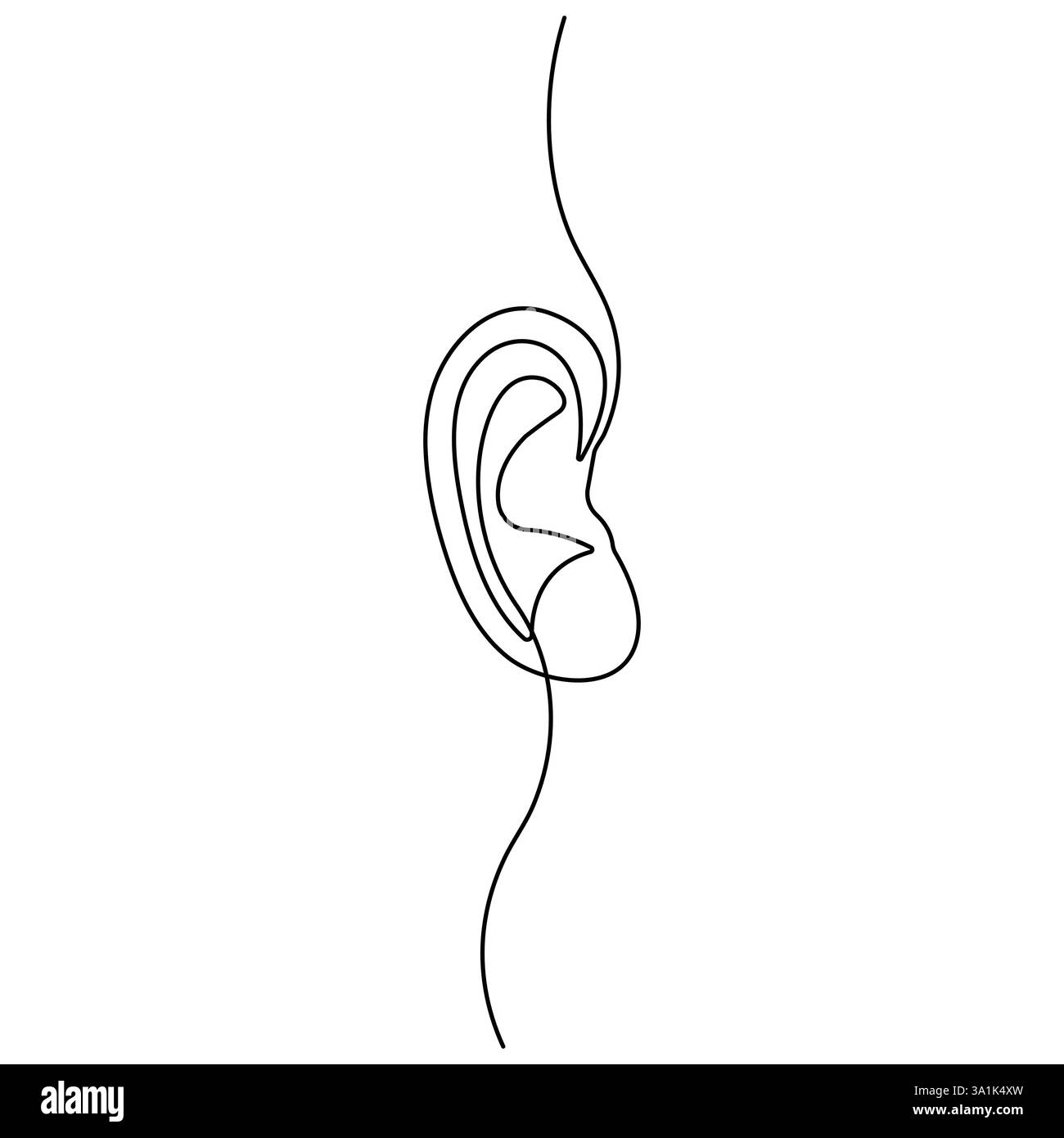 Continuous single line art drawing of human ear outline vector illustration Stock Vector Image ...