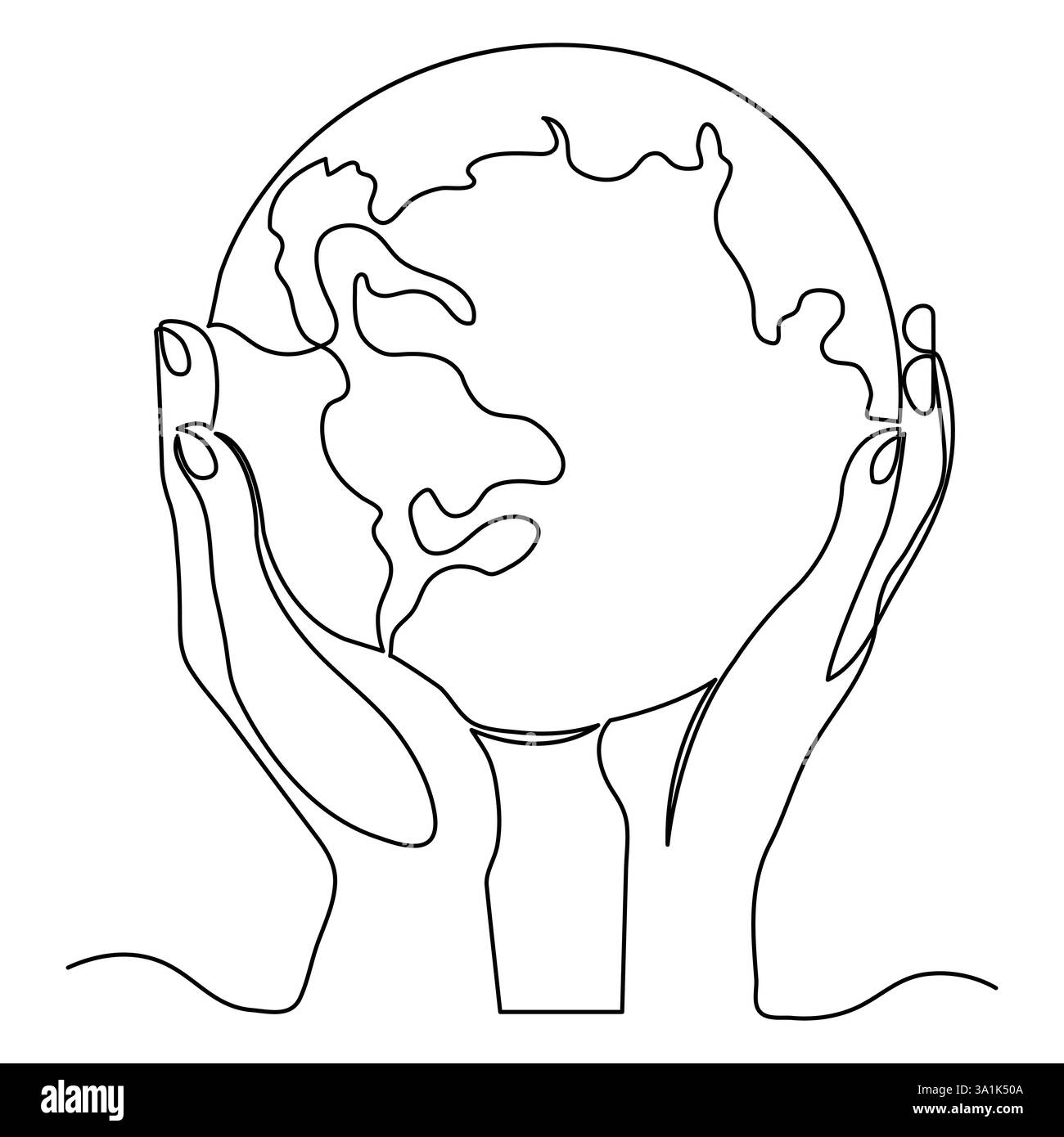 Continuous single line art drawing earth globe inside lightbulb in ...
