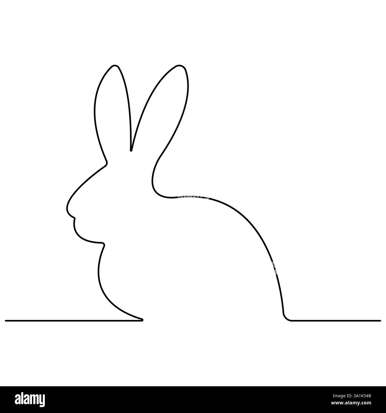 Continuous single line art drawing of Easter eggs and rabbit outline ...
