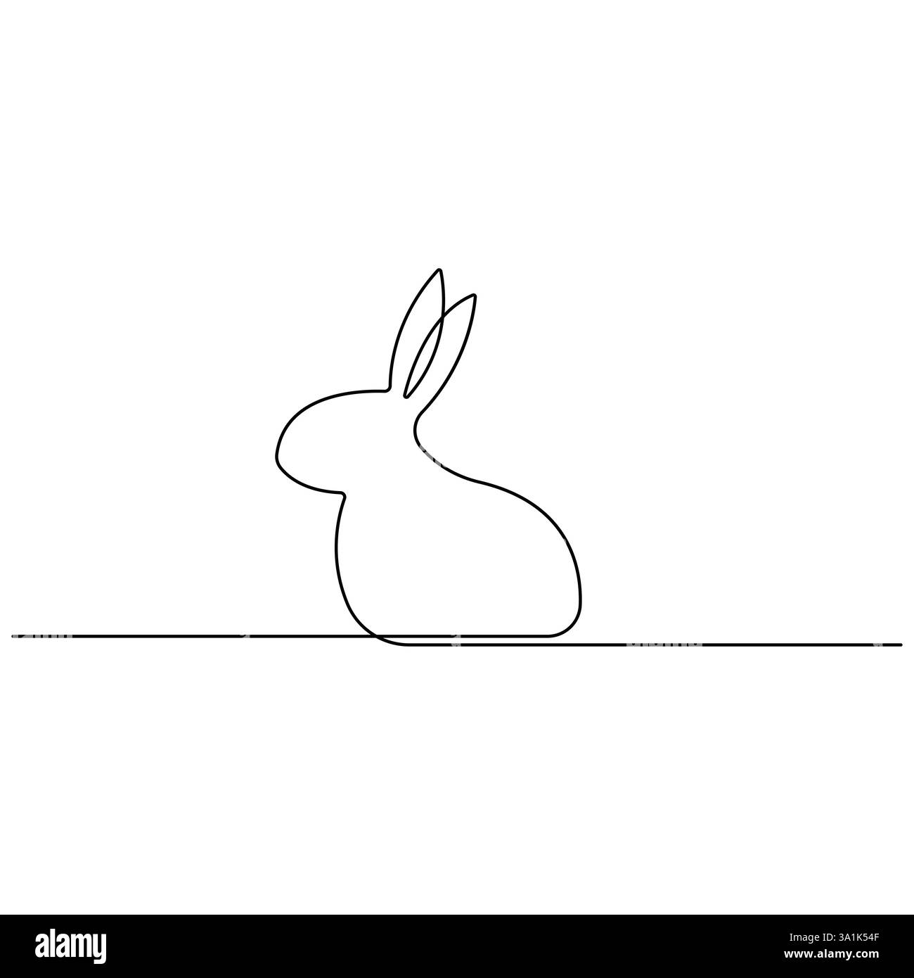 Continuous single line art drawing of Easter eggs and rabbit outline ...