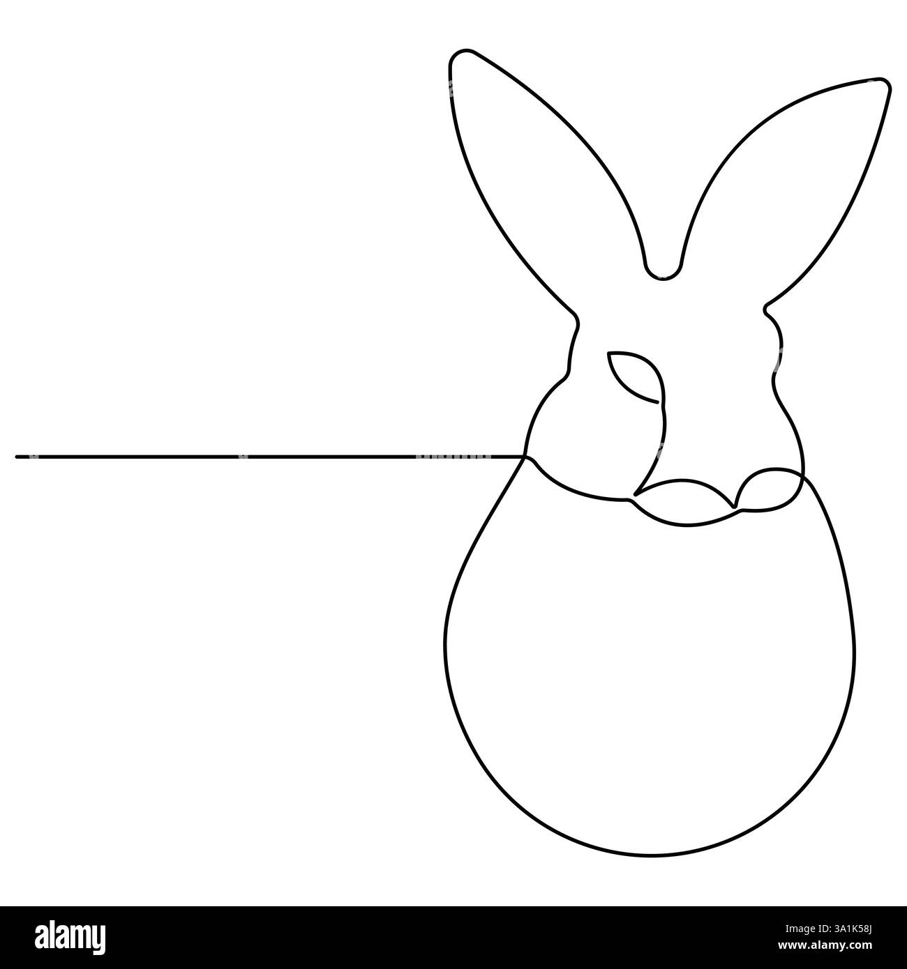 Continuous single line art drawing of Easter eggs and rabbit outline ...