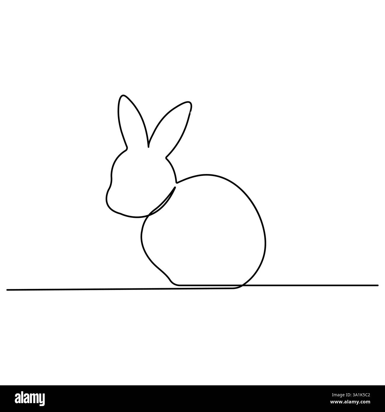 Continuous single line art drawing of Easter eggs and rabbit outline ...