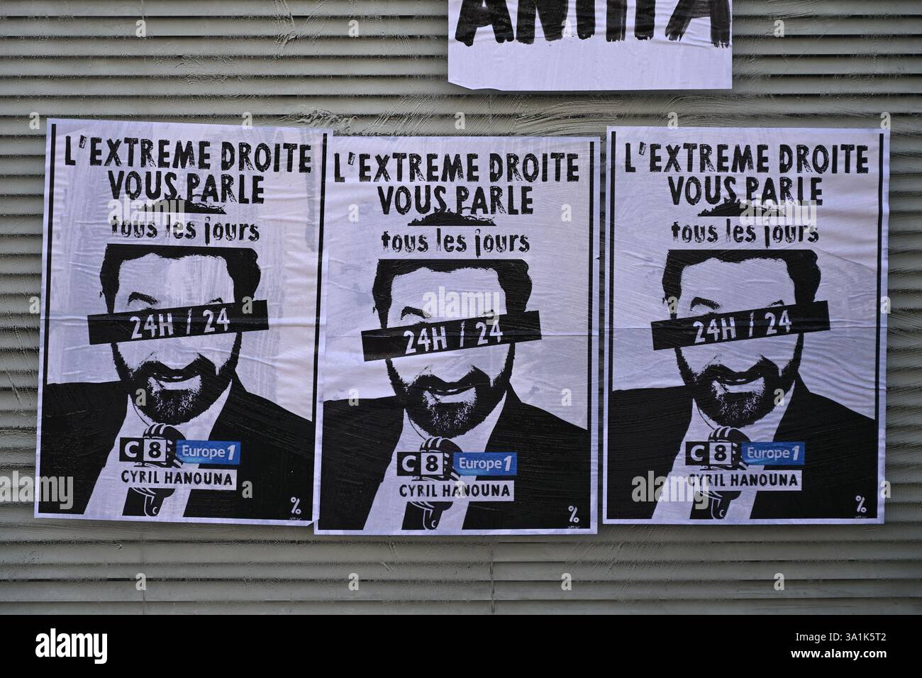 Posters against Cyril Hanouna and his show Touche pas a mon Poste ...