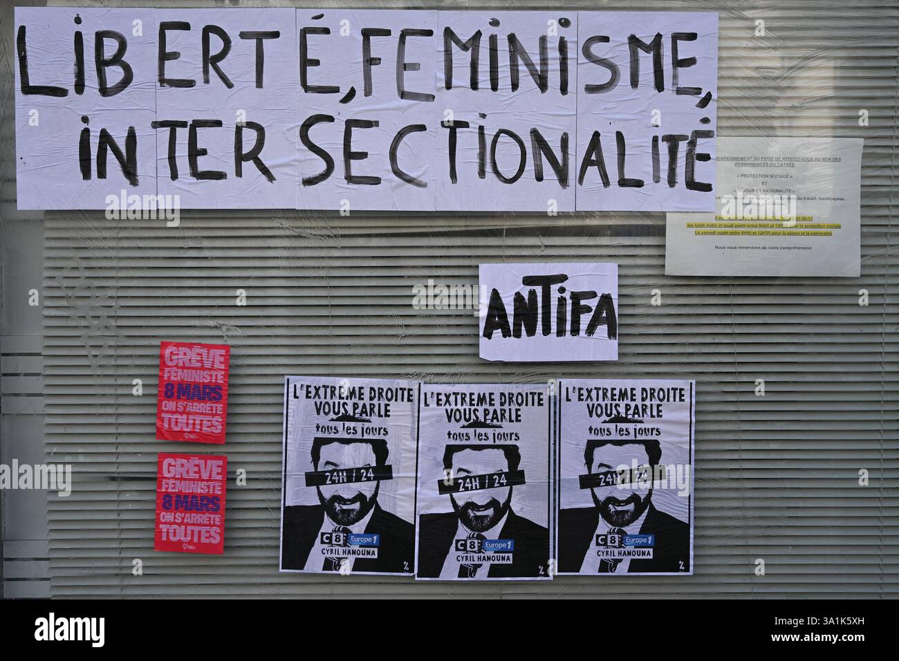 Feminist posters against Cyril Hanouna and his show Touche pas a mon ...