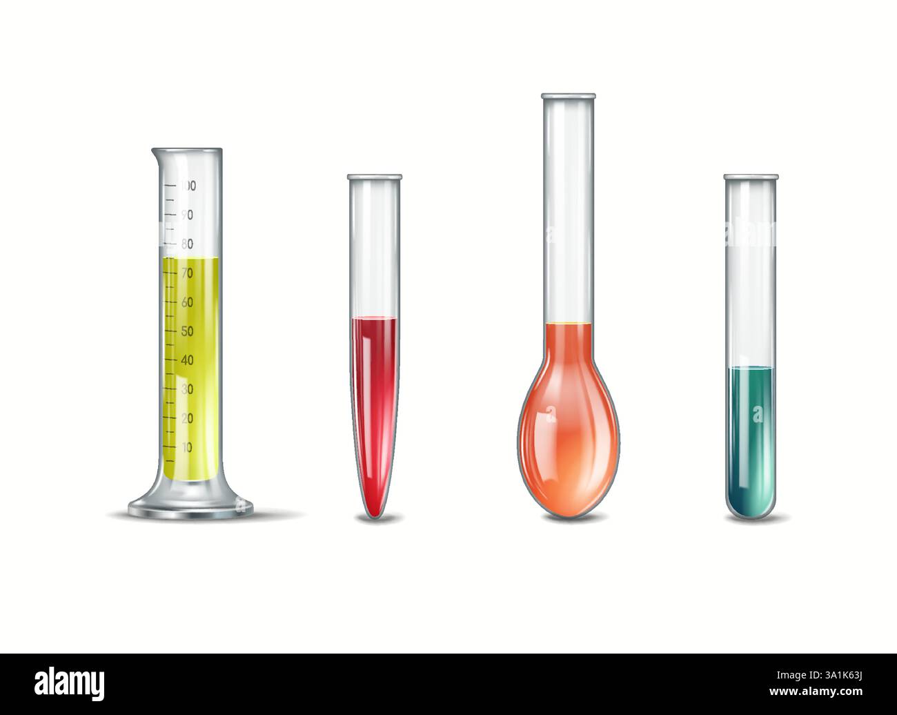 Illustration of different laboratory glassware including test tubes and ...