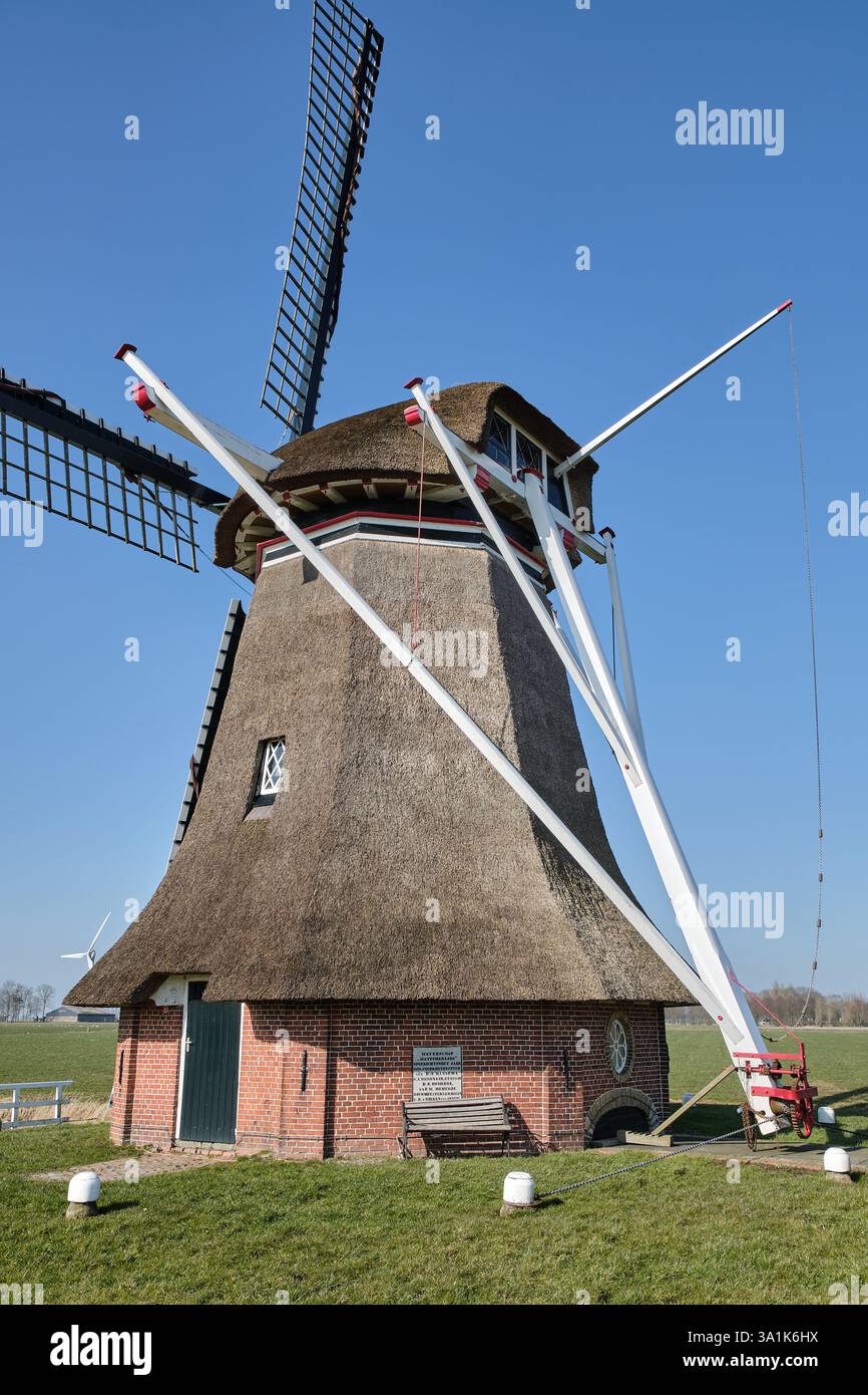 Historic Hantumermolen windmill in Friesland, Netherlands, showing ...