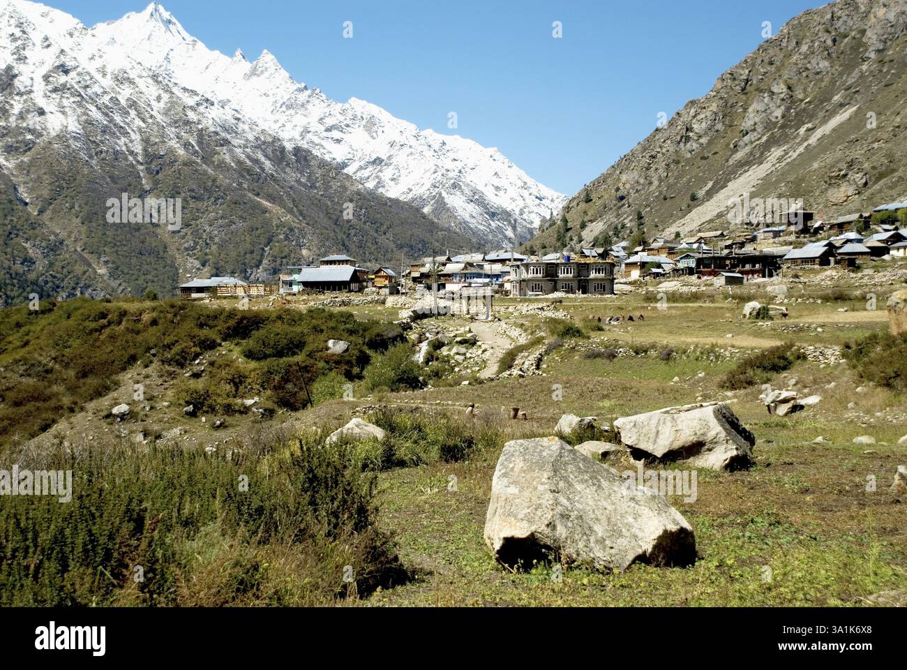 Citkul village at Sangla Valley, Himachal Pradesh, India, Asia Stock ...