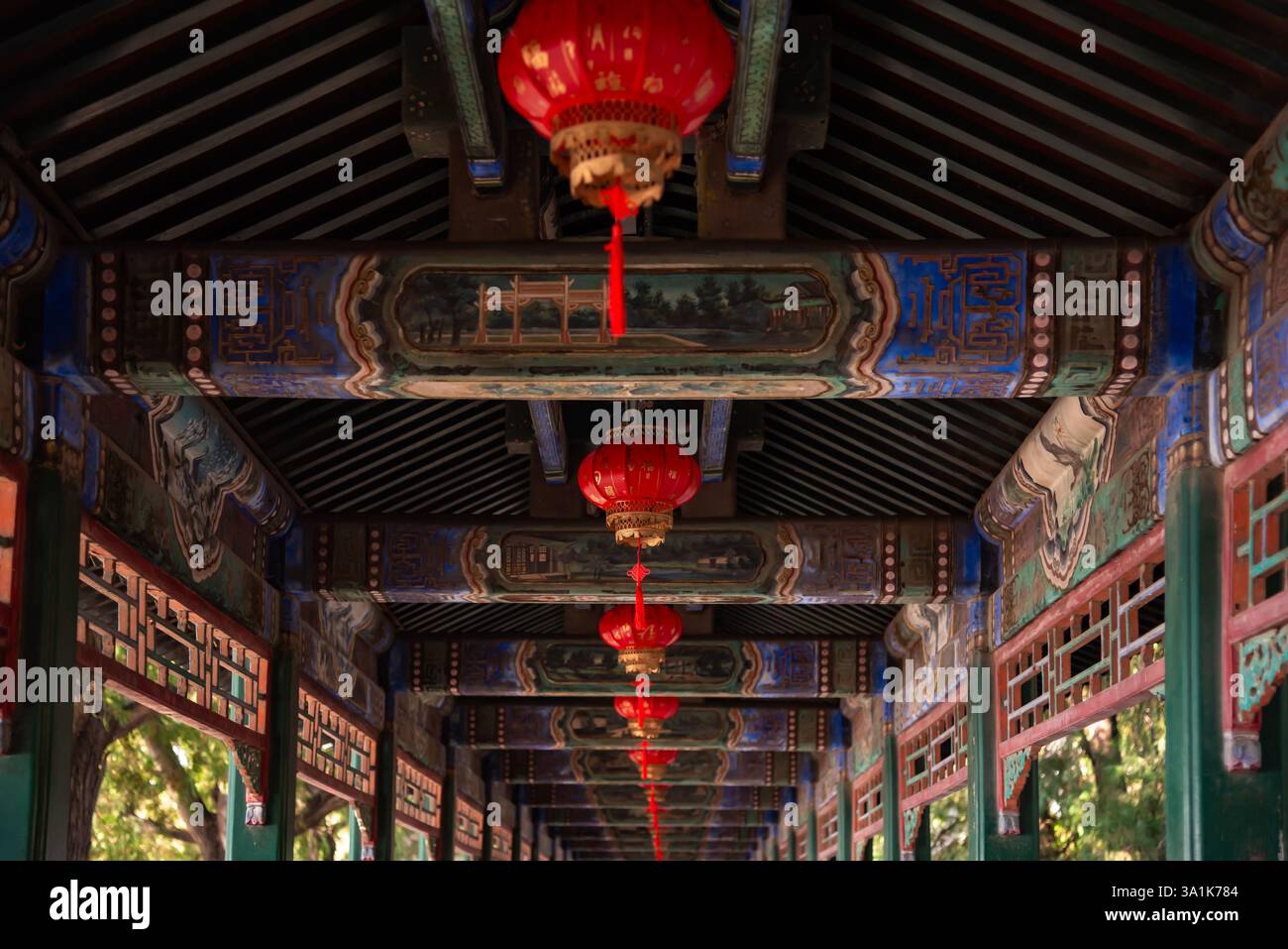 Corridor at Summer Palace in Beijing, China. Famous landmark Stock ...