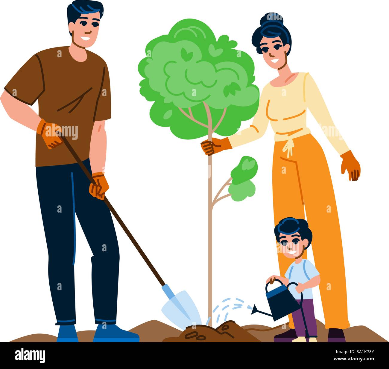 environment planting tree family vector Stock Vector Image & Art - Alamy