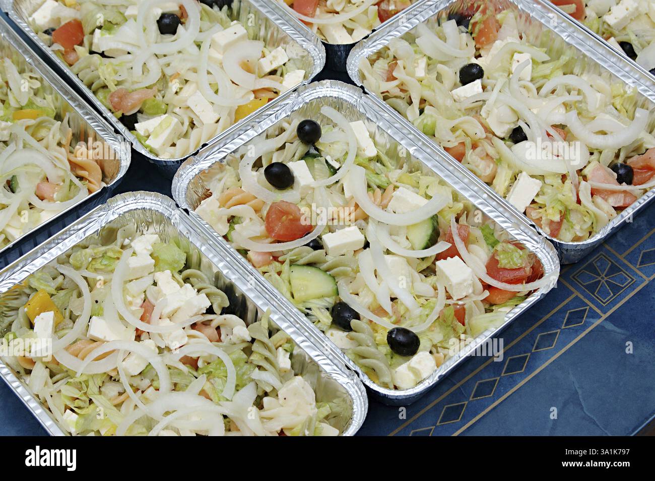Food, Greek Salad with Olives and Feta cheese Packed food of one ...