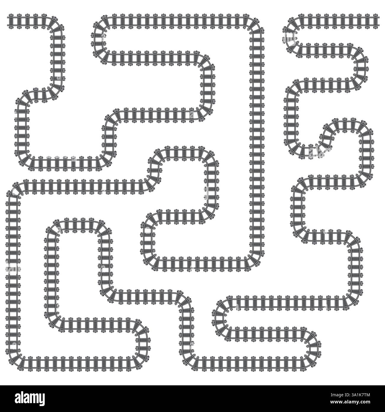 Vector Railway train track illustration. Rail pattern round circular ...