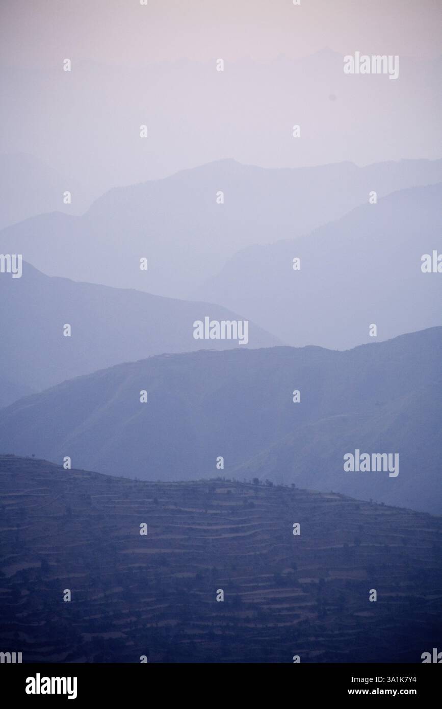 Himalaya range in morning, View from Nagthat, Uttaranchal, India, Asia ...