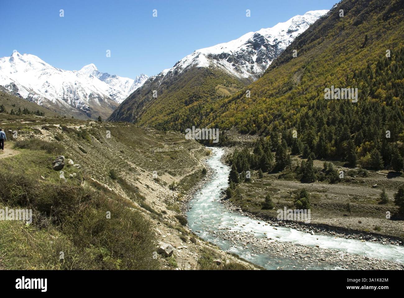 Chitkul valley & Kinner Kailash sNAw covered mountain range at Chitkul ...