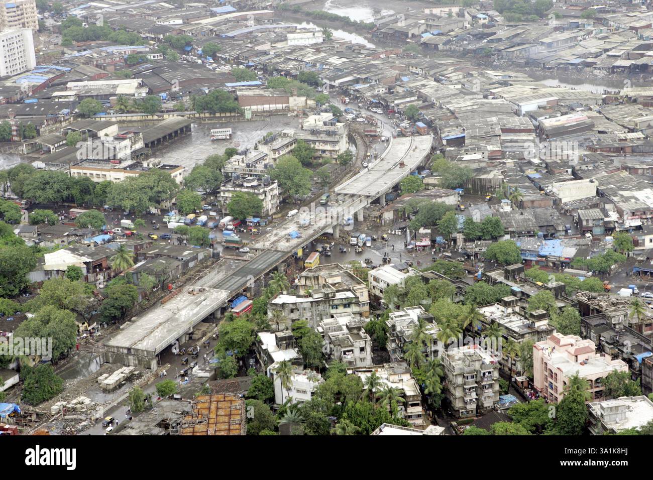 An aerial view of Kurla and flyover constructed between Santa Cruz ...