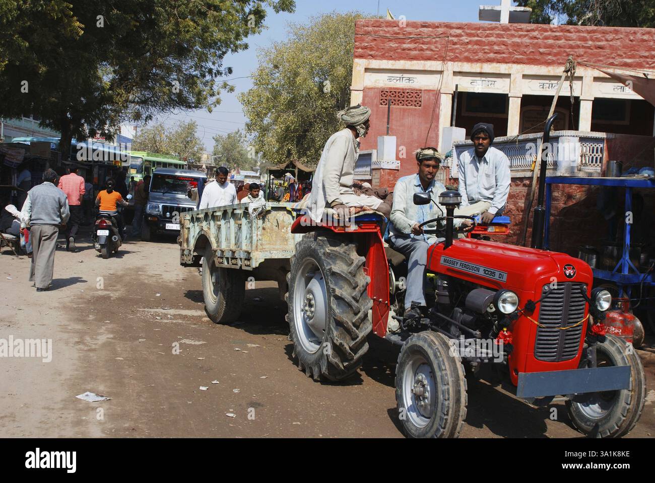 Tractor at bus stand, Ladnun, Rajasthan, India, Asia Stock Photo - Alamy