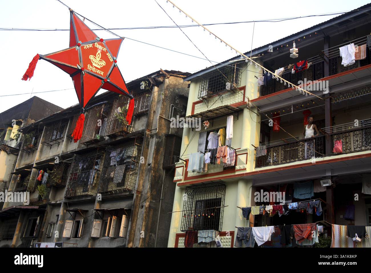 Deepawali Diwali festival, lanterns hanging on road, Mumbai Bombay ...