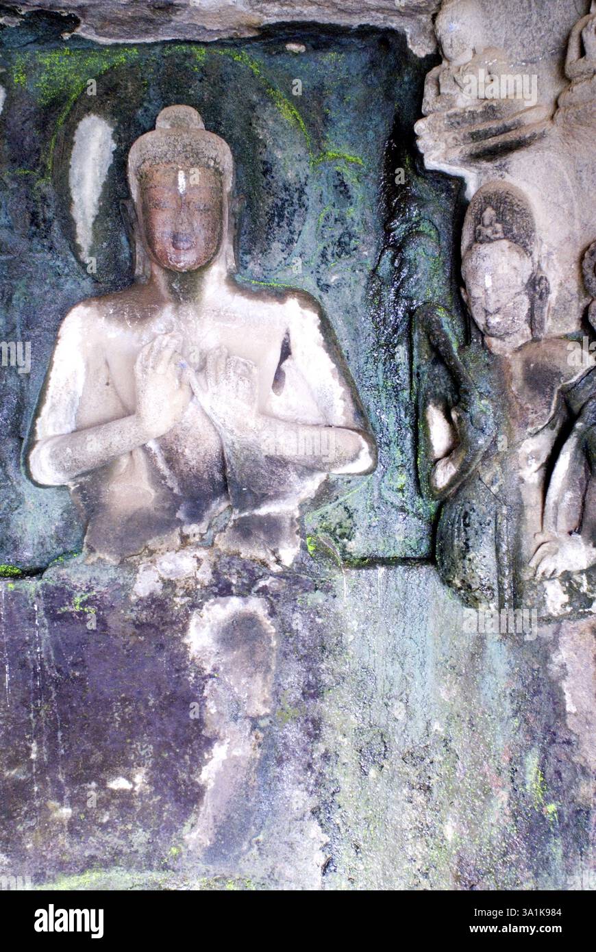 Ruin statue on wall of Buddha Pandav Leni, Nashik, Maharashtra, India ...